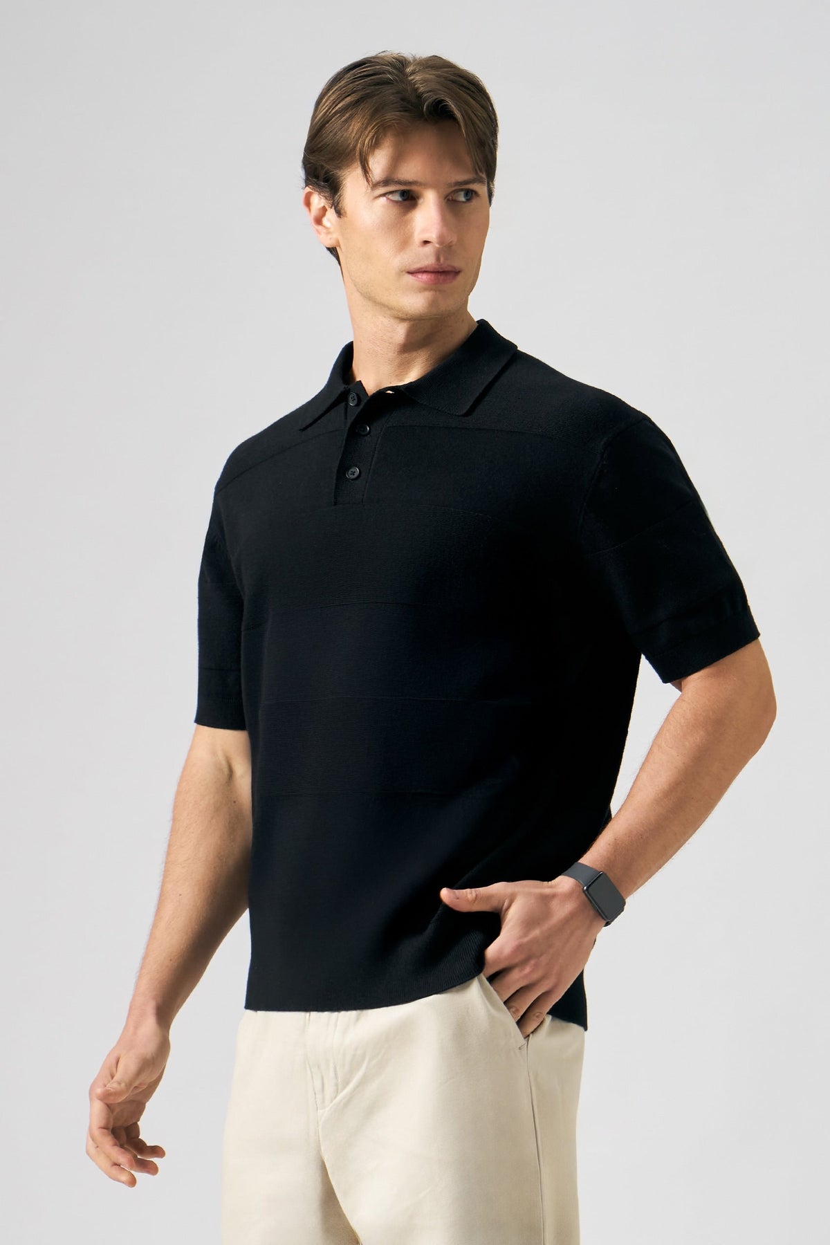 Flat Knit Wide Striped Polo – Memo