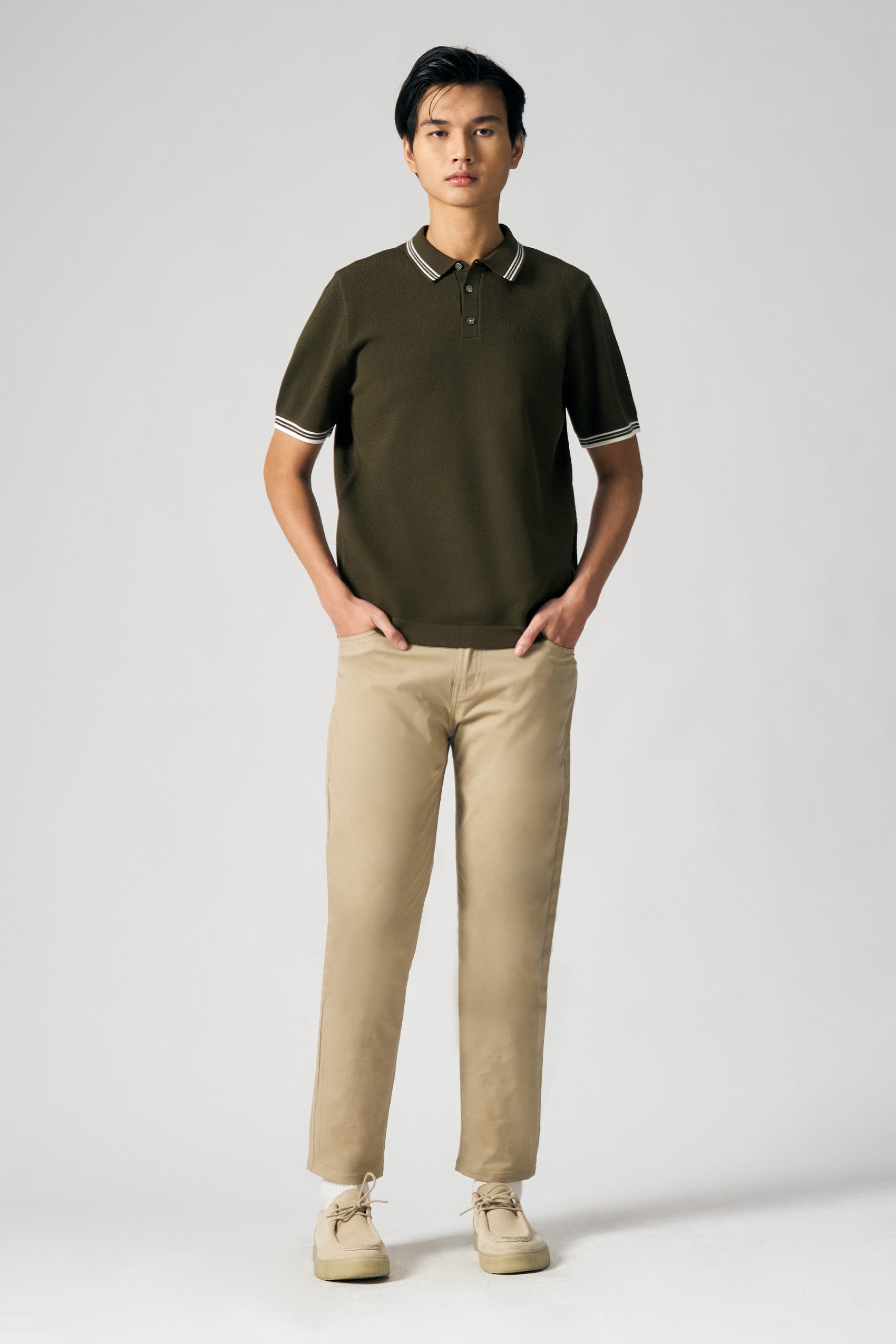 Textured Polo with Tipping – Memo
